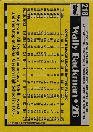 Wally Backman #218 Prices | 1990 Topps | Baseball Cards