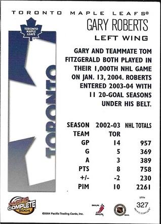 Gary Roberts #327 Prices | 2003 Pacific Crown Royale Complete | Hockey ...