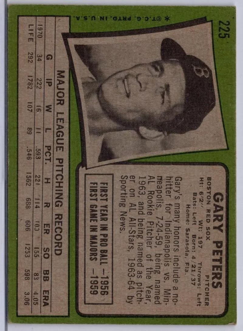 Gary Peters #225 Prices | 1971 Topps | Baseball Cards