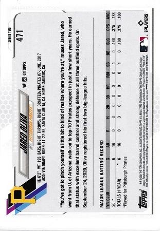 Jared Oliva #471 Prices [Rookie] | 2021 Topps | Baseball Cards