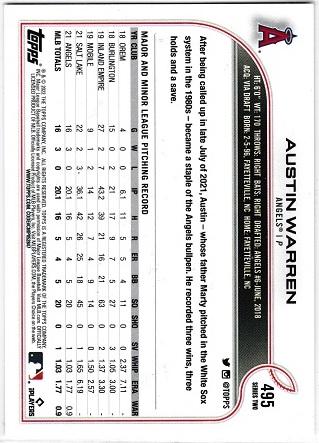 Austin Warren #495 Prices [Rookie] | 2022 Topps | Baseball Cards