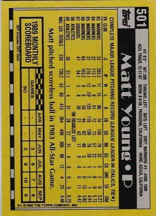 Matt Young #501 Prices | 1990 Topps | Baseball Cards