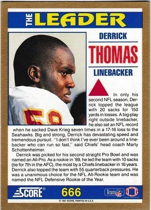 Derrick Thomas #666 Prices | 1991 Score | Football Cards