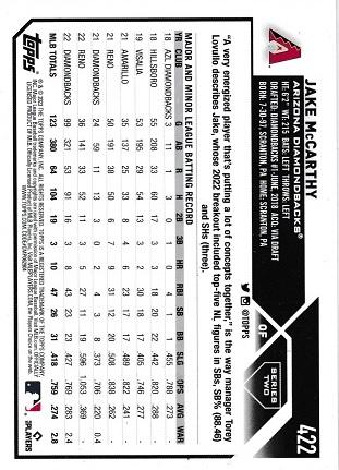 Jake McCarthy #422 Prices | 2023 Topps | Baseball Cards