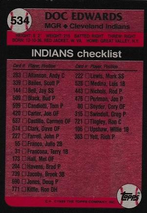 Doc Edwards #534 Prices | 1989 Topps | Baseball Cards