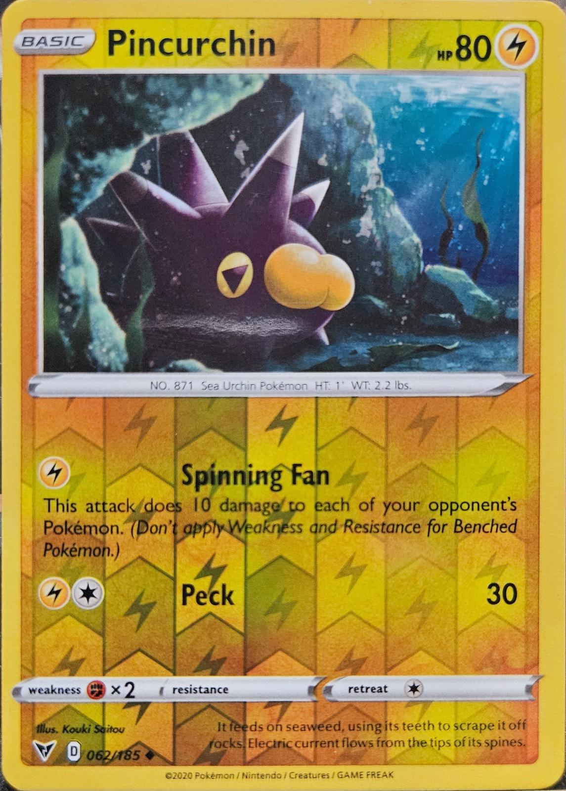 Pincurchin [Reverse Holo] #62 Prices | Pokemon Vivid Voltage | Pokemon ...