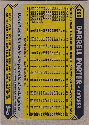 Darrell Porter #689 Prices | 1987 Topps | Baseball Cards