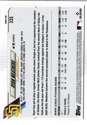 Ryan Weathers #335 Prices [Rookie] | 2021 Topps | Baseball Cards