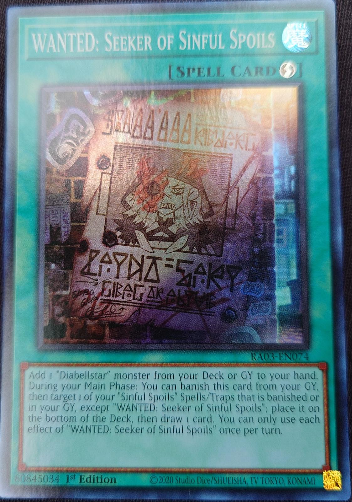 WANTED: Seeker of Sinful Spoils [Super Rare] RA03-EN074 Prices | YuGiOh Quarter Century Bonanza ...