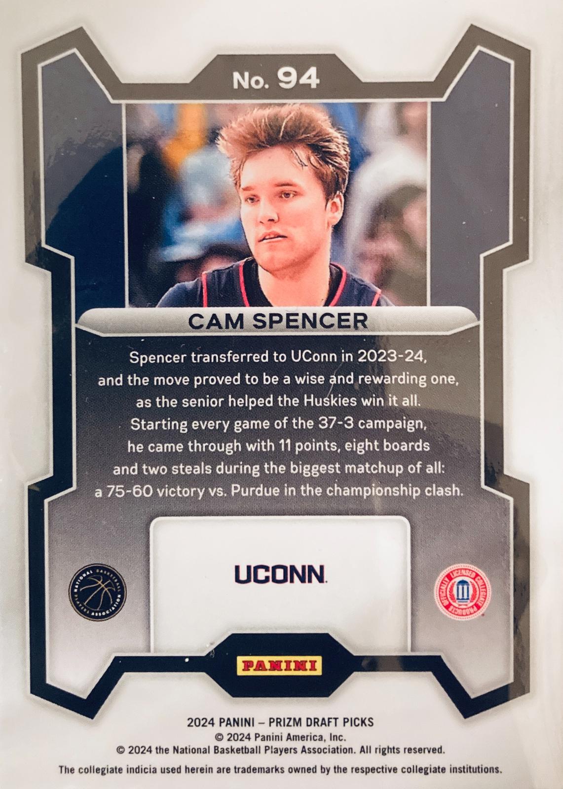 Cam Spencer #94 Prices [Rookie] | 2024 Prizm Draft Picks | Basketball Cards