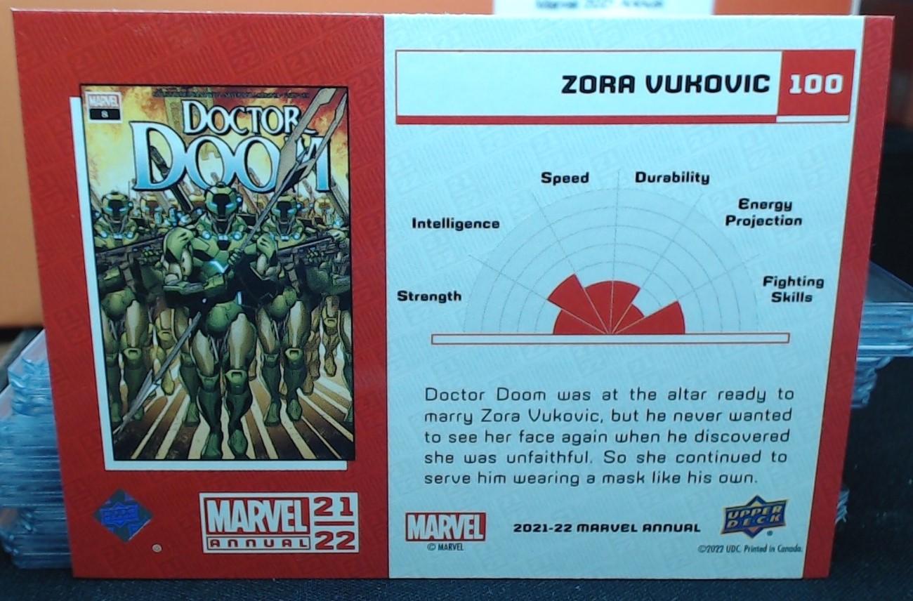 Zora Vukovic [Blue] #100 Prices | Marvel 2021 Upper Deck Annual ...