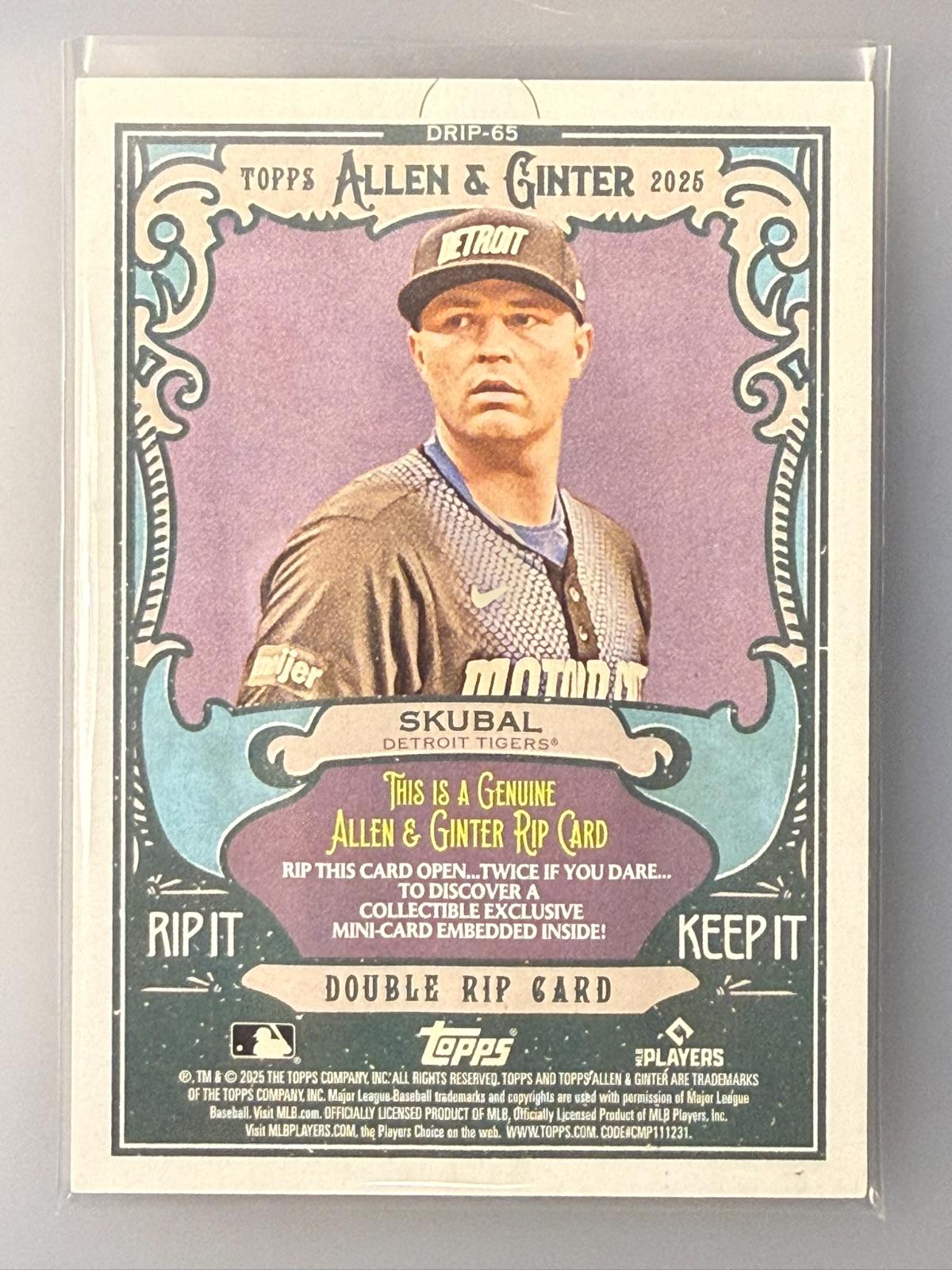 Sale / Skubal #DRIP-65 Prices | 2025 Topps Allen and Ginter Double Rip ...