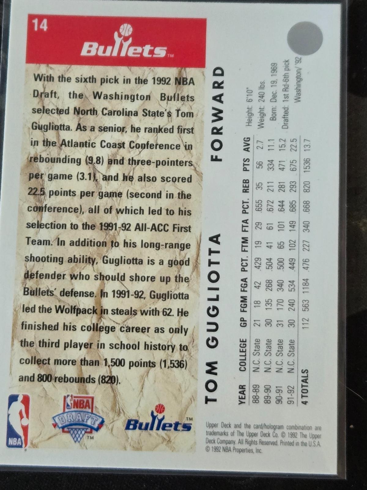 Tom Gugliotta #14 Prices [Rookie] | 1992 Upper Deck | Basketball Cards