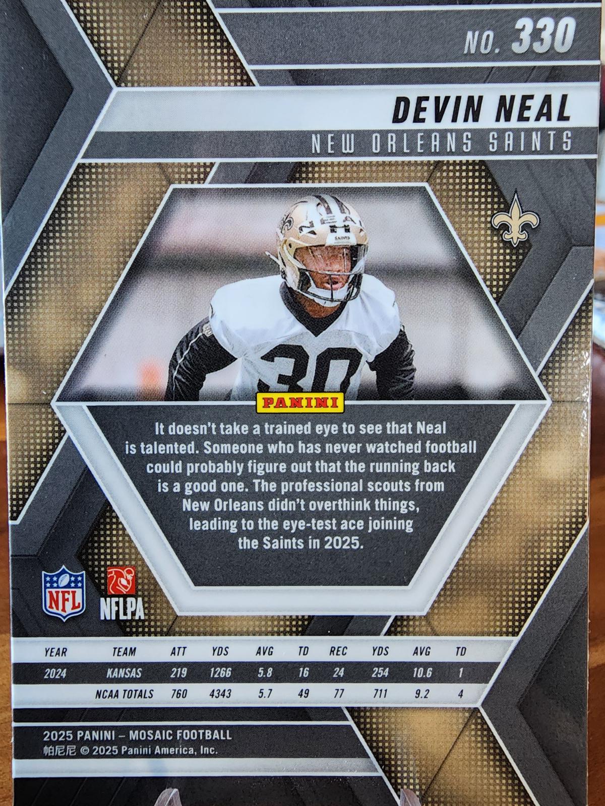 Devin Neal [Mosaic] #330 Prices [Rookie] | 2025 Panini Mosaic ...