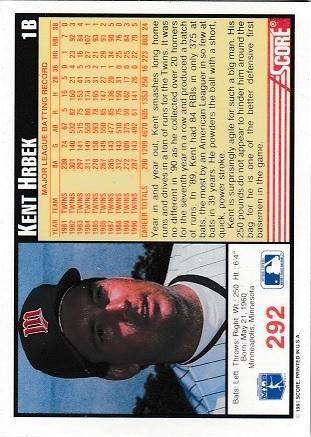 Kent Hrbek #292 Prices | 1991 Score | Baseball Cards