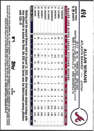 Allan Winans #494 Prices [Rookie] | 2024 Topps | Baseball Cards