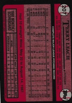 Terry Leach #207 Prices | 1989 Topps | Baseball Cards