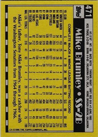 Mike Brumley #471 Prices | 1990 Topps | Baseball Cards