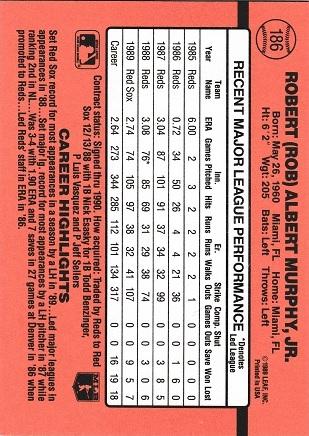 Rob Murphy #186 Prices | 1990 Donruss | Baseball Cards