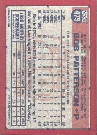 Bob Patterson #479 Prices | 1991 Topps | Baseball Cards