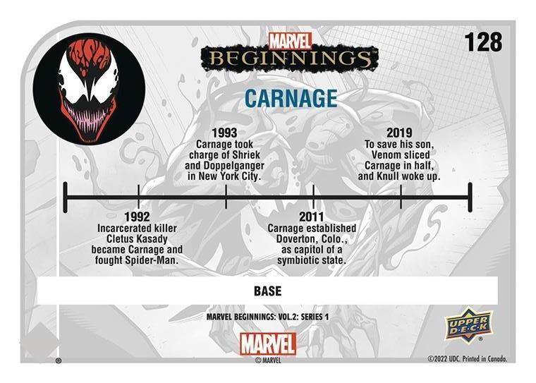 Carnage #128 Prices | Marvel 2022 Beginnings: Vol 2: Series 1 | Marvel ...