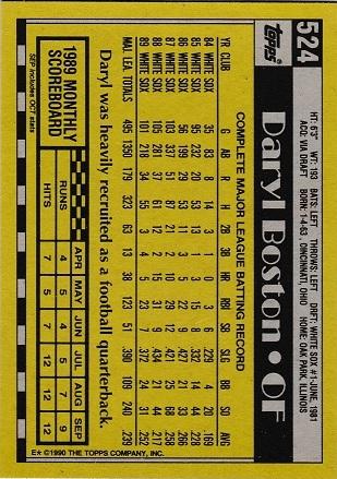 Daryl Boston #524 Prices | 1990 Topps | Baseball Cards