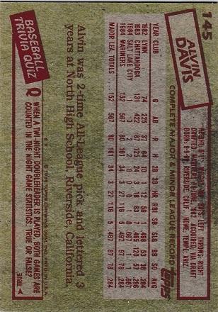 Alvin Davis #145 Prices [Rookie] | 1985 Topps | Baseball Cards