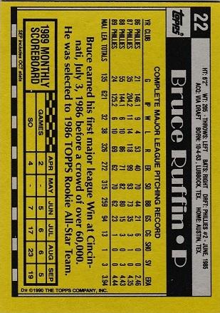 Bruce Ruffin #22 Prices | 1990 Topps | Baseball Cards