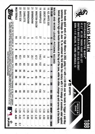 Davis Martin #188 Prices [Rookie] | 2023 Topps | Baseball Cards