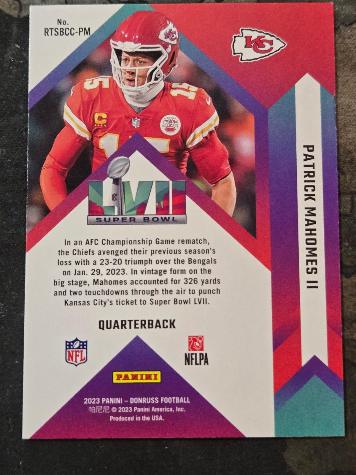 Patrick Mahomes II #RTSBCC-PM Prices | 2023 Panini Donruss Road to the ...