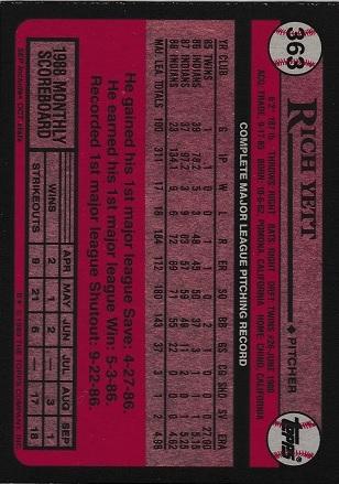 Rich Yett #363 Prices | 1989 Topps | Baseball Cards