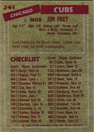 Jim Frey #241 Prices | 1985 Topps | Baseball Cards