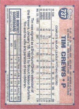 Tim Crews #737 Prices | 1991 Topps | Baseball Cards