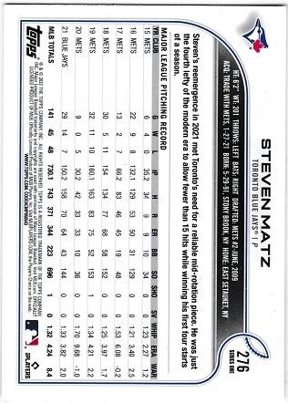 Steven Matz #276 Prices | 2022 Topps | Baseball Cards