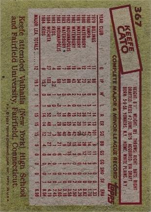 Keefe Cato #367 Prices [Rookie] | 1985 Topps | Baseball Cards