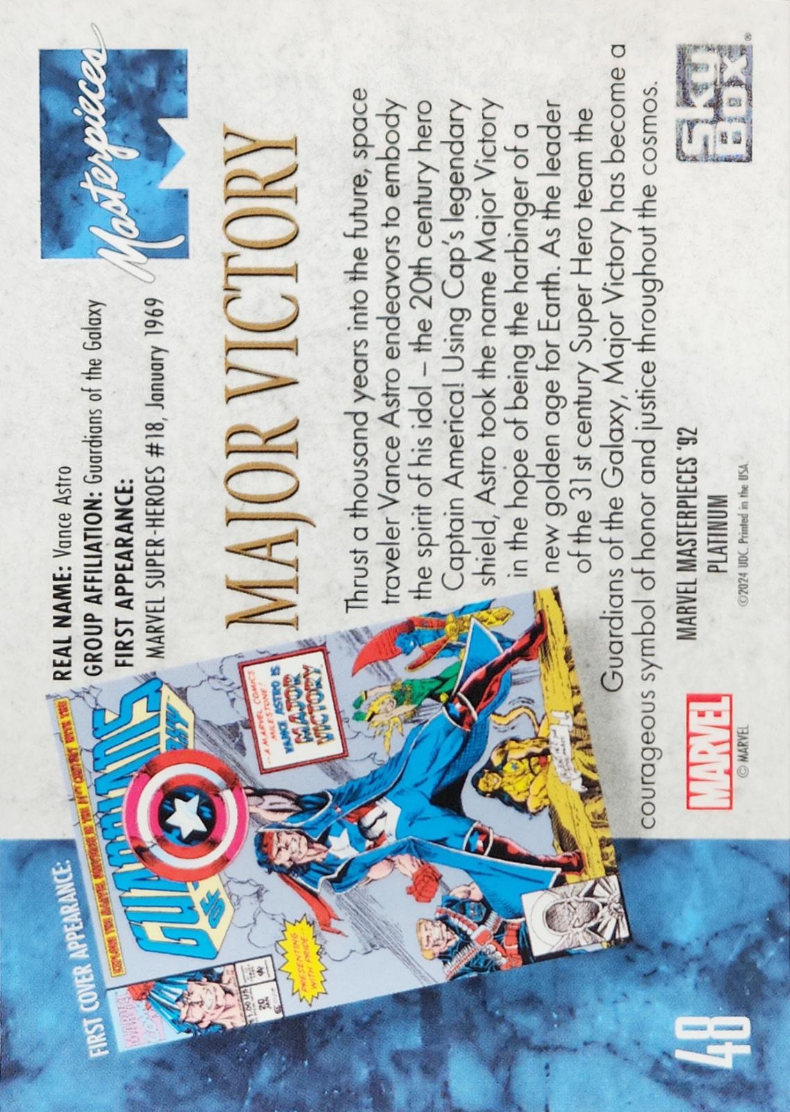 Major Victory #48 Prices | Marvel 2024 SkyBox Masterpieces ’92 Platinum ...