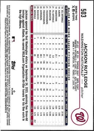 Jackson Rutledge #503 Prices [Rookie] | 2024 Topps | Baseball Cards