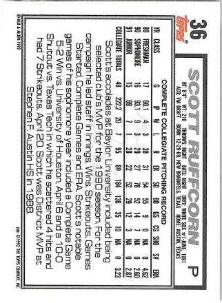 Scott Ruffcorn #36 Prices [Rookie] | 1992 Topps | Baseball Cards