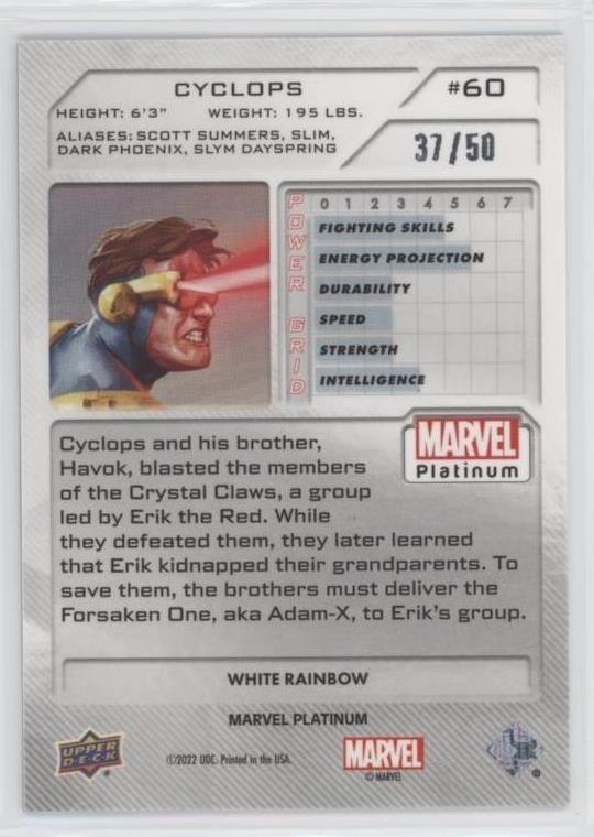Cyclops [White Rainbow] #60 Prices | Marvel 2023 Upper Deck Platinum ...