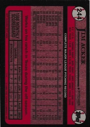 Jim Acker #244 Prices | 1989 Topps | Baseball Cards