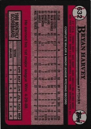 Bryan Harvey #632 Prices [Rookie] | 1989 Topps | Baseball Cards