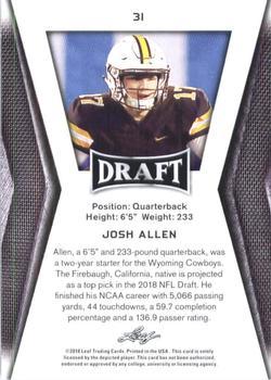 Josh Allen #31 Prices [Rookie] | 2018 Leaf Draft | Football Cards
