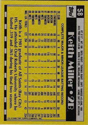 Keith Miller #58 Prices | 1990 Topps | Baseball Cards