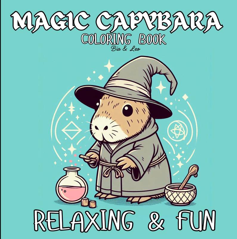 Magic Capybara - Coloring book for adults, teens, and children featuring beautiful capybaras in ...