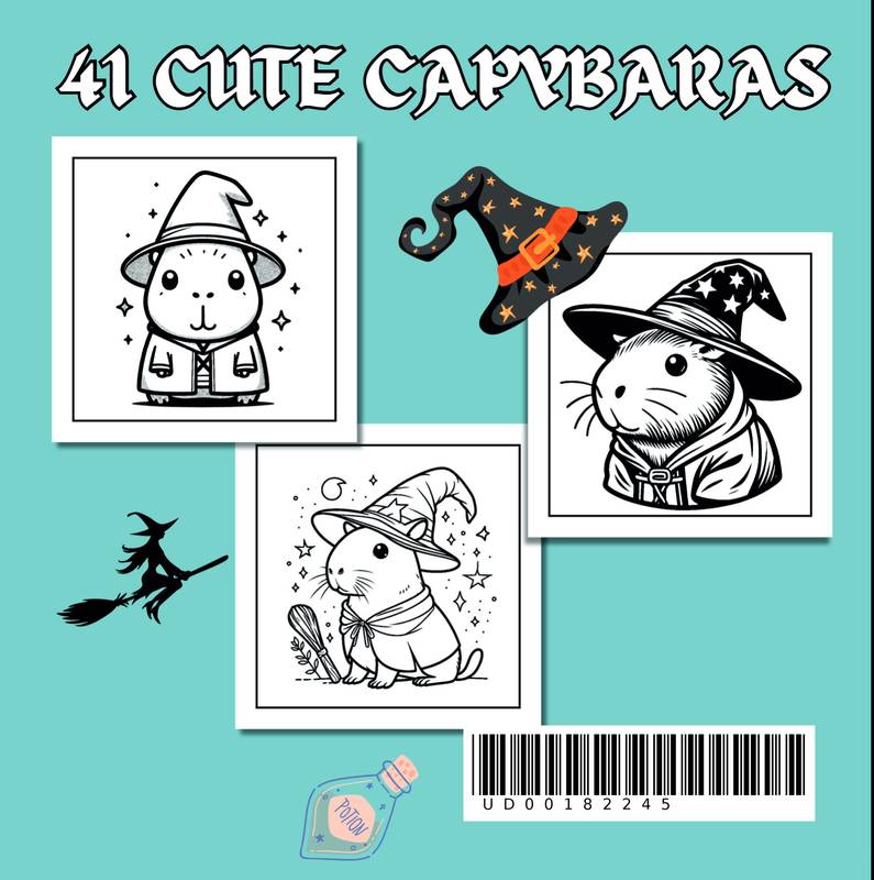 Magic Capybara - Coloring book for adults, teens, and children ...