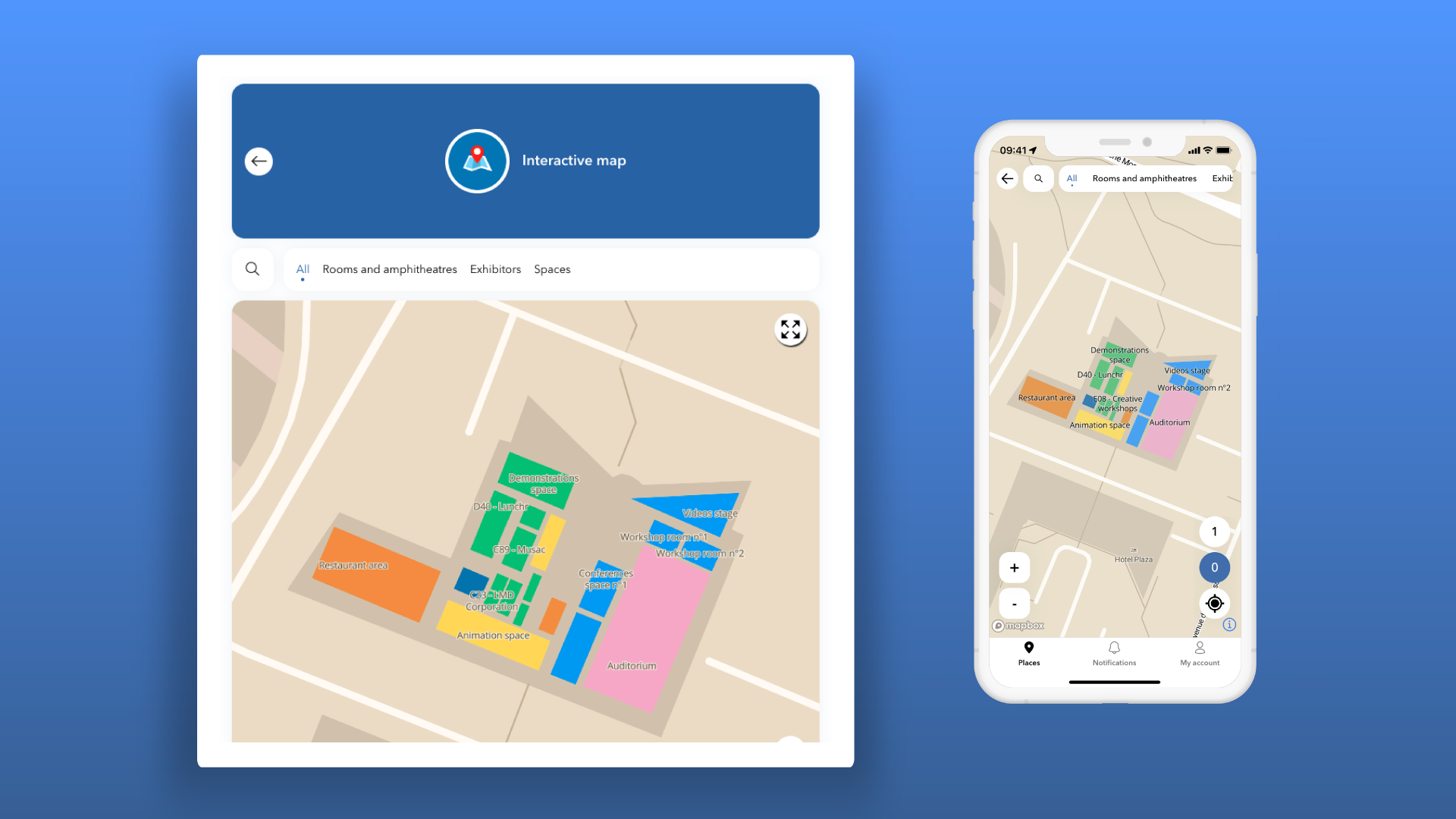 Place management - Map - Locate exhibitors - Imagina