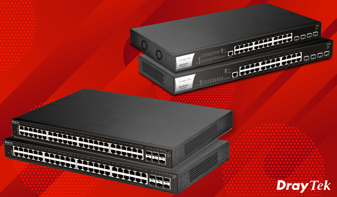 DrayTek P1282 VigorSwitch 24-Port Smart Managed Rackmount Gigabit PoE+ ...