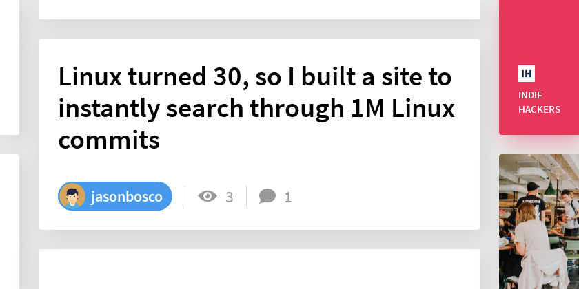 Linux turned 30, so I built a site to instantly search through 1M Linux commits
