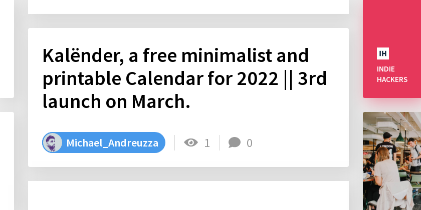 Kalënder, a free minimalist and printable Calendar for 2022 || 3rd launch on March. - Indie Hackers