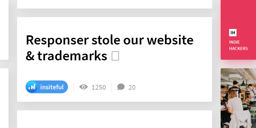 Responser stole our website & trademarks 😒 - Indie Hackers